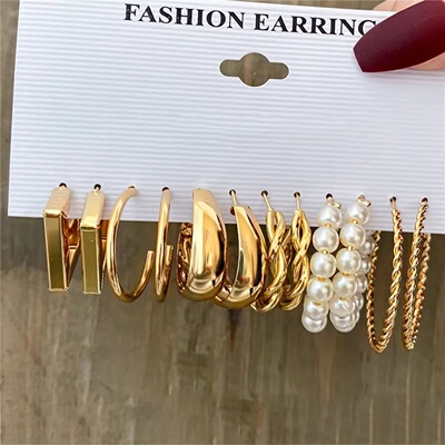Fashion Geometric Hoop Earrings Set for Women Vintage Bohem