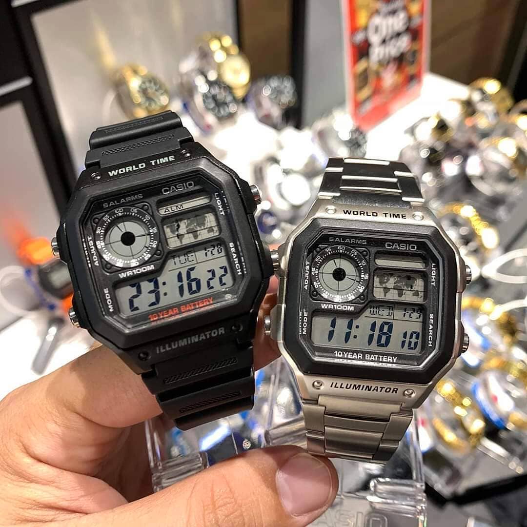 【十年电力】卡西欧经典复古运动手表防水男 AE1200WHD-1A/1300WH_虎窝淘