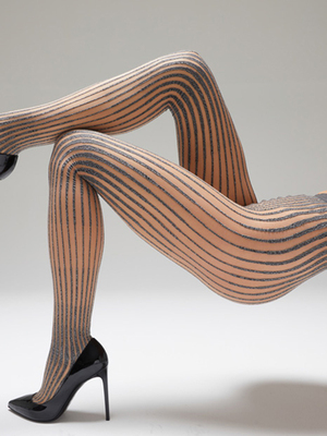 14880时尚竖条纹性感美腿连裤袜