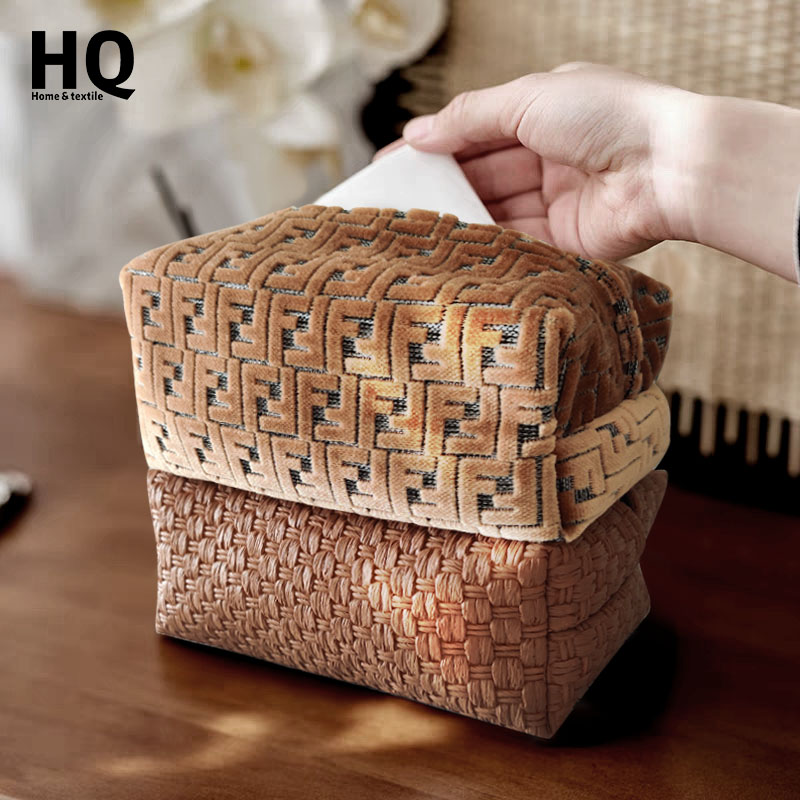 金棕色2025新款纸巾盒高级感意式轻奢家用中古风轻奢纸巾收纳包