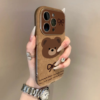 棕色小熊适用苹果17promax手机壳iPhone16pro15新款14防摔13男12女款11华为pura70p60情侣mate70pro+套50e40