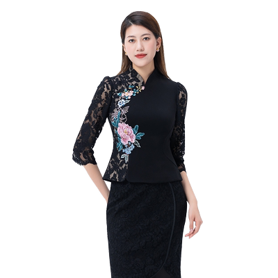 复古百搭SUSSI/古色蕾丝上衣