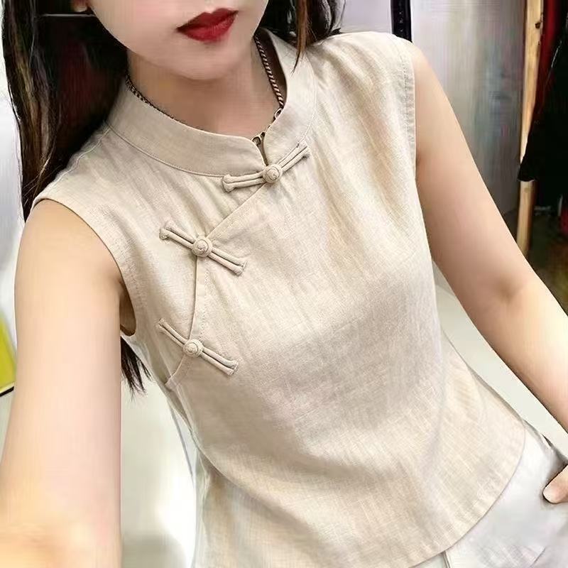 新款2026妈妈旗袍吊带背心女夏季新中式国风复古遮肚中年打底上衣