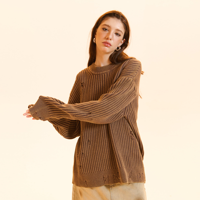 Cozydoll手工破坏毛衣慵懒风宽松