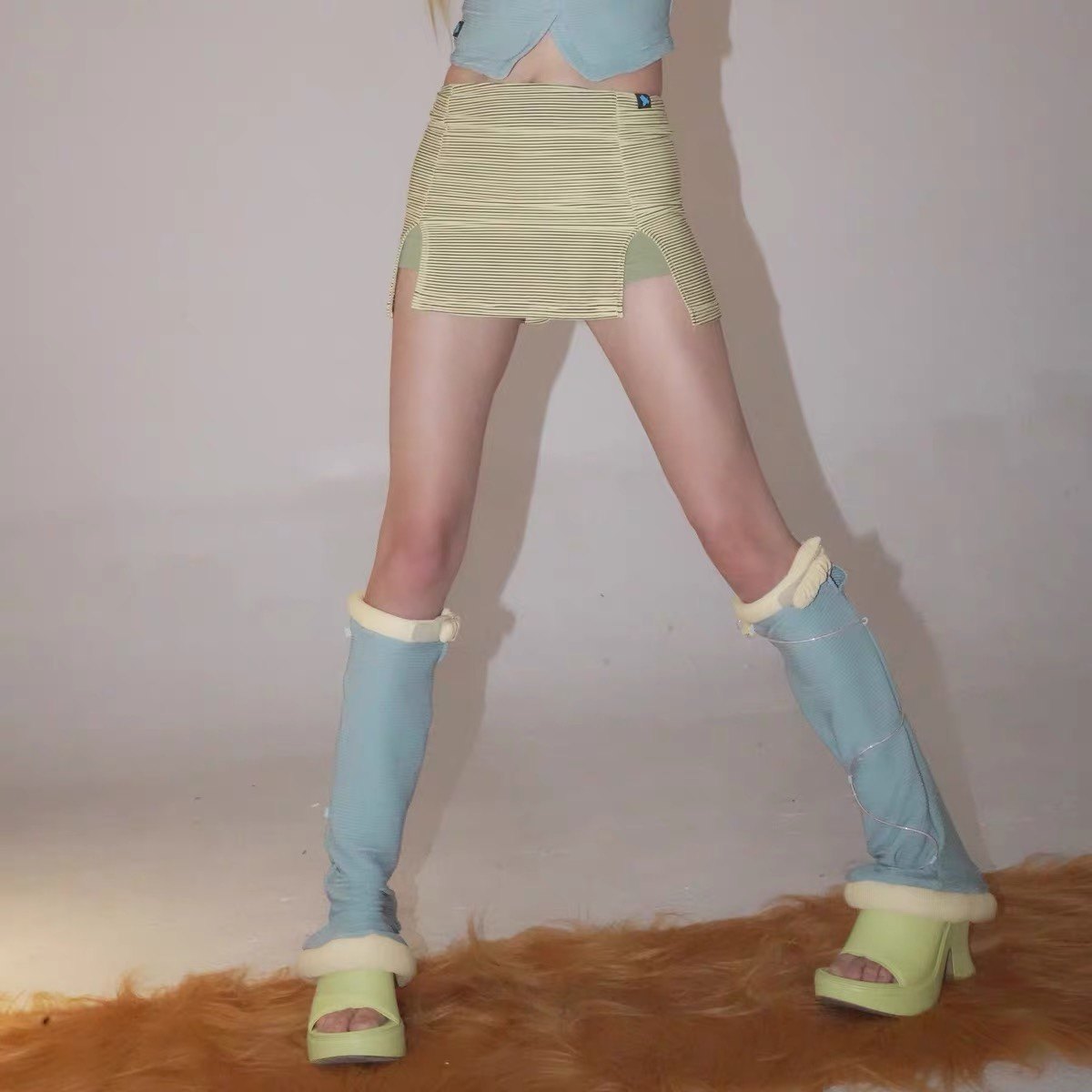 [GINGER MI] CSFC-Label经典条纹短裙防走光短裙春夏运动半身裙_虎窝淘