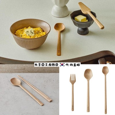 韩国直邮代购odense手工山毛榉实木无漆汤面饭勺甜品叉披萨铲炒勺