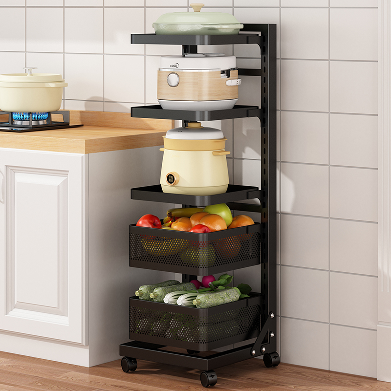 厨房锅架置物架多层落地式家用蔬菜放锅架子多功能移动锅具收纳架_虎窝淘