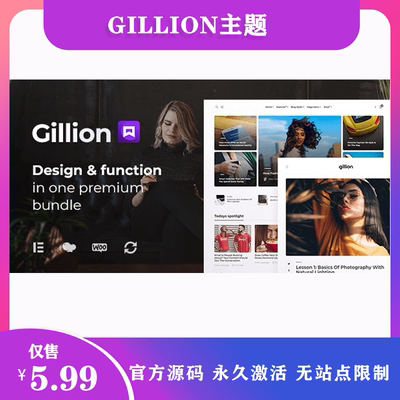 Gillion 汉化中文版多概念博客/杂志和商店WordPress AMP主题模板