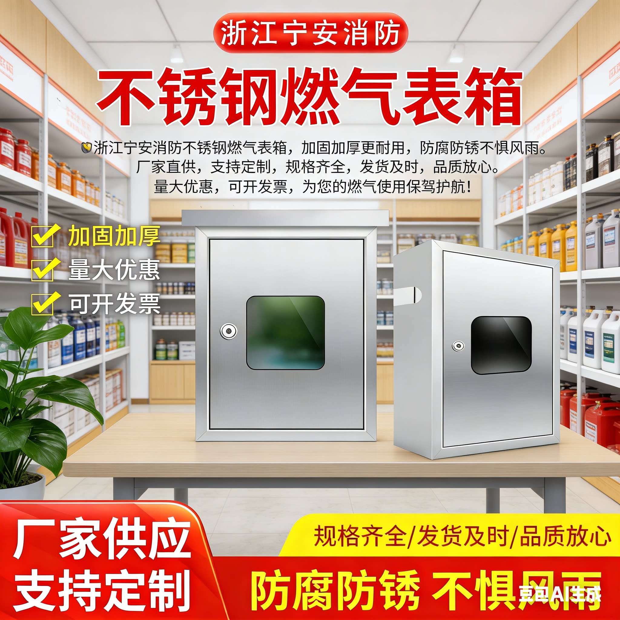 不锈钢燃气表箱户外304天然气表箱加厚燃气计量箱保护罩防雨