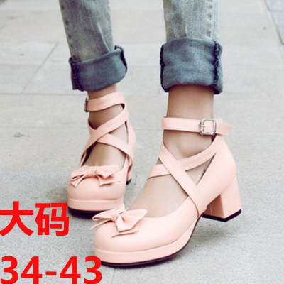 洛丽塔蝴蝶结甜美女装大佬制服鞋