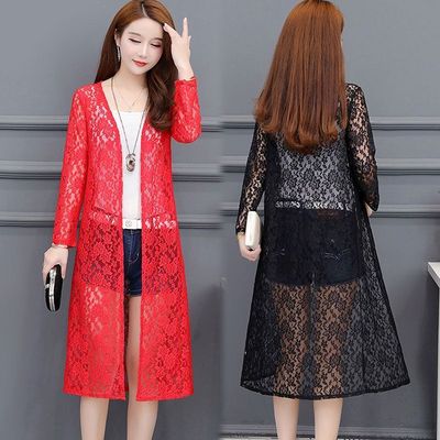 蕾丝中长款百搭开衫薄款