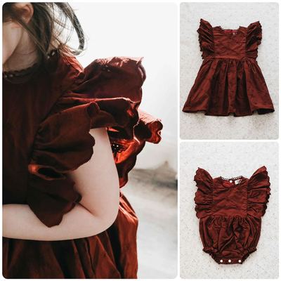 澳洲Bencer Hazelnut限定刺绣镂空飞袖连衣裙包屁衣