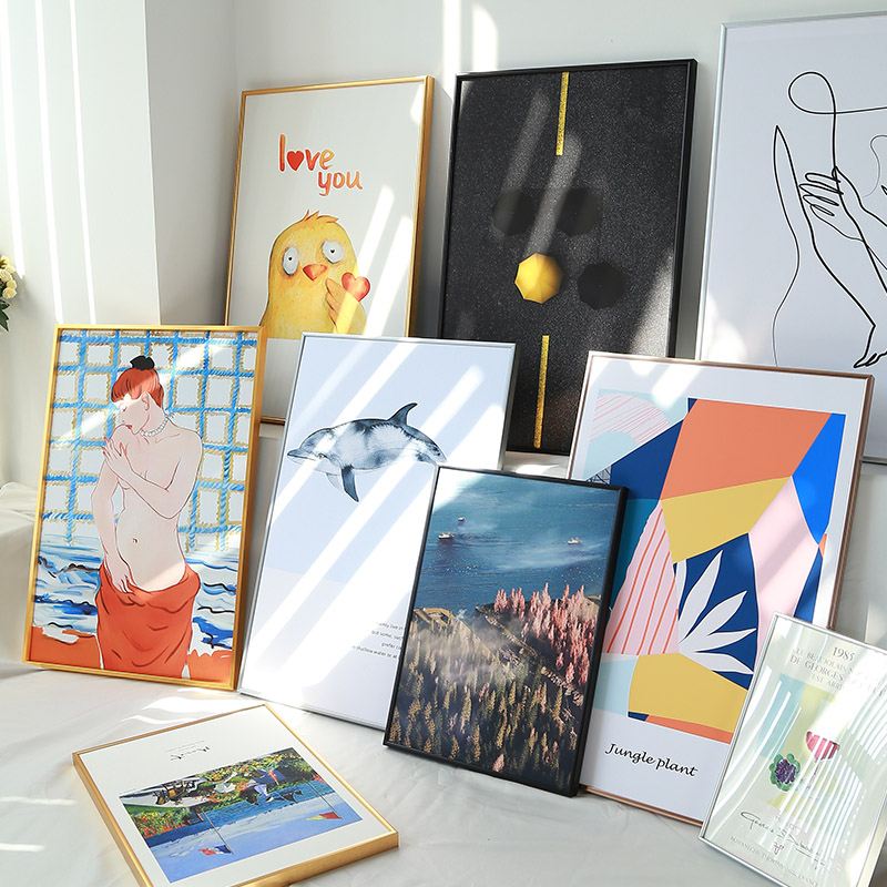 窄边金属画框外框A3海报框装裱挂墙拼图框简约相框定制做任意尺寸_虎窝淘