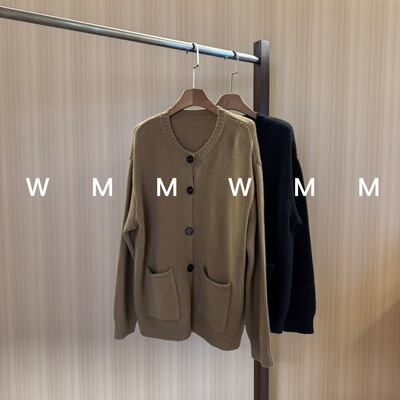 WMM必入羊毛针织大开衫外套女新款时尚百搭休闲慵懒风韩舒适简约