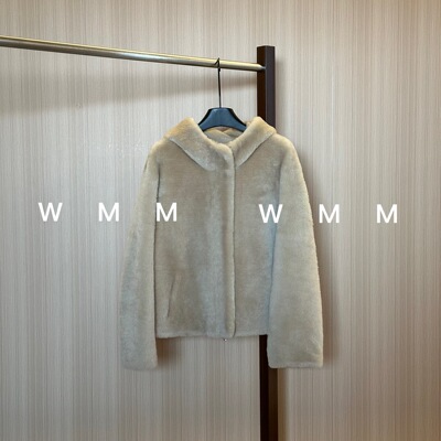 WMM南非进口连帽光滑真一体毛毛外套女秋冬新款百搭时尚休闲保暖