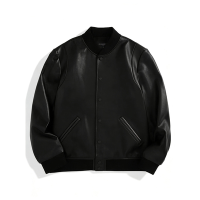 春秋男士绵羊皮棒球领皮夹克