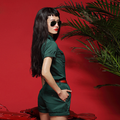 LISAYU复古休闲高腰超短裤