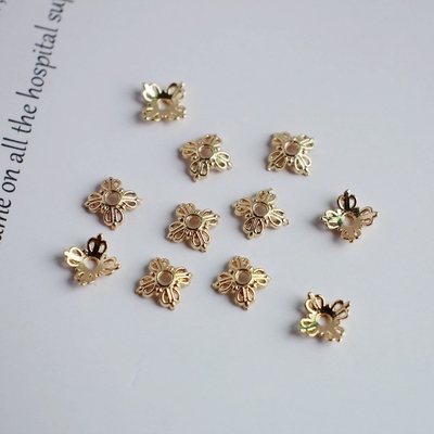 diy14k包金保色镂空6mm自制花托