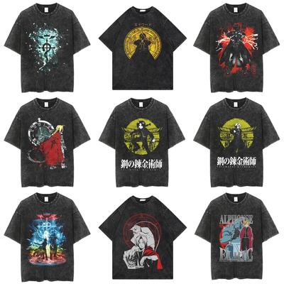 FULLMETAL ALCHEMIST 美式街头潮牌卡通印花短袖t恤男女夏季宽松