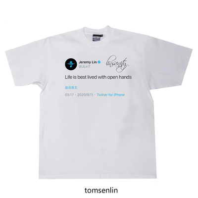 tomsenlin林书豪jeremy Lin INS风推特IG纯棉夏季短袖可短袖定制