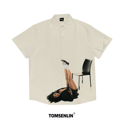 tomsenlin-SZA封面人像美式夏季松弛短袖衬衫