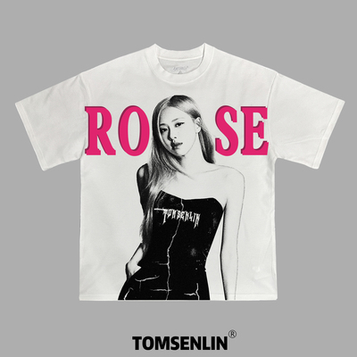 tomsenlin汤森林原创ROSE朴彩英BLACKPINK成员半身美式复古短袖