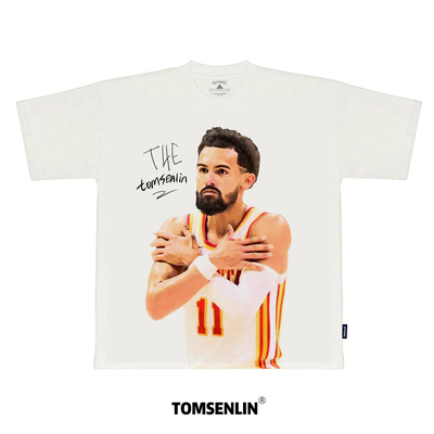 tomsenlin原创特雷杨Trae Young复古设计康丽印花短袖