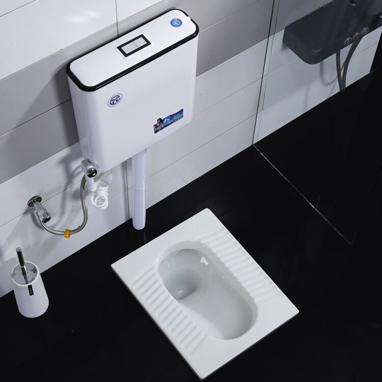 家用陶瓷蹲便器冲水箱整套装卫生间蹲坑式便盆便池厕所防臭大便器