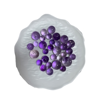 直播间天然紫水晶大孔圆珠散珠子diy手链项链配件饰品配珠