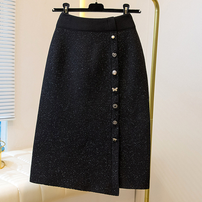 针织不规则气质大码针织显瘦直筒长裙秋冬垂感软糯针织裙