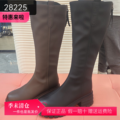 香香莉2024冬季28225长筒加绒粗跟高跟骑士靴不过膝百搭女棉靴子