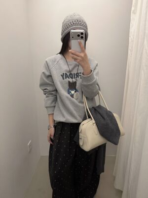 HXL66719韩系新款印花圆领长袖T恤女宽松显瘦百搭休闲上衣女简约