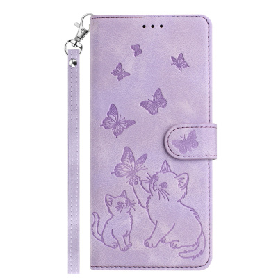 猫戏蝴蝶适用iphone17promax/AIR/15plus/14pro/13/12/11苹果16e翻盖手机壳XR/XS保护电话皮套678支架SE2/SE3