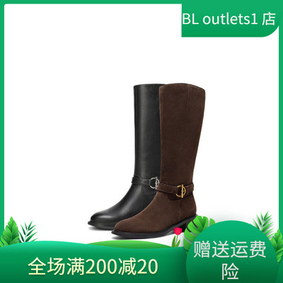 森达骑士靴女2025冬季新款气质显瘦粗跟高筒大筒围长筒靴ZTI73DG5