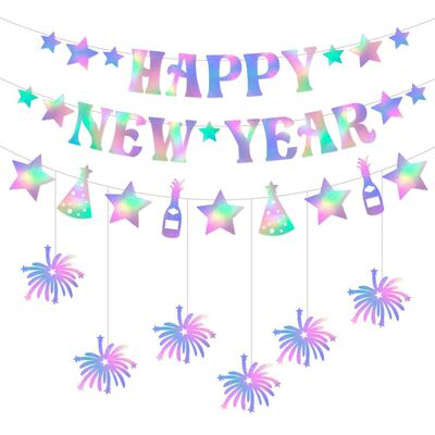 时尚镭射纸质新年拉旗拉花