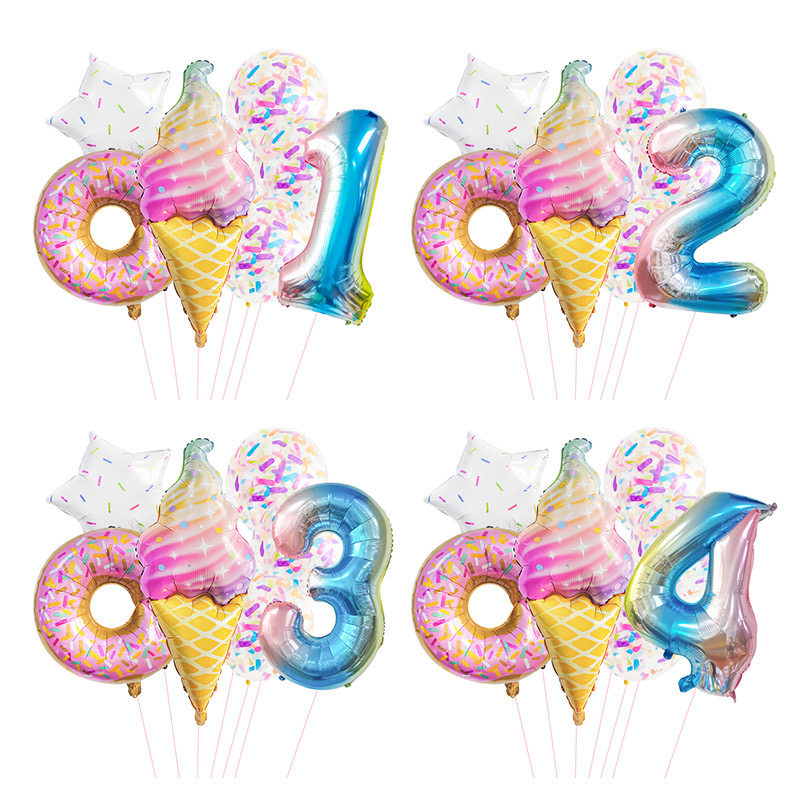 1-9数字气球套装 节日生日派对冰淇淋甜甜圈 PT-J052901