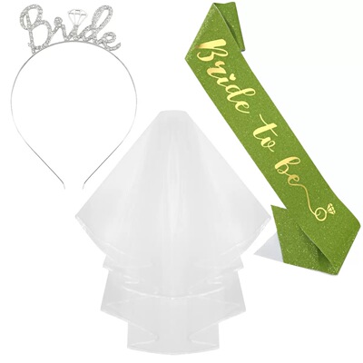 BRIDE TO BE 新娘单身派对发箍肩带礼仪带头纱 TS002FG211JD179