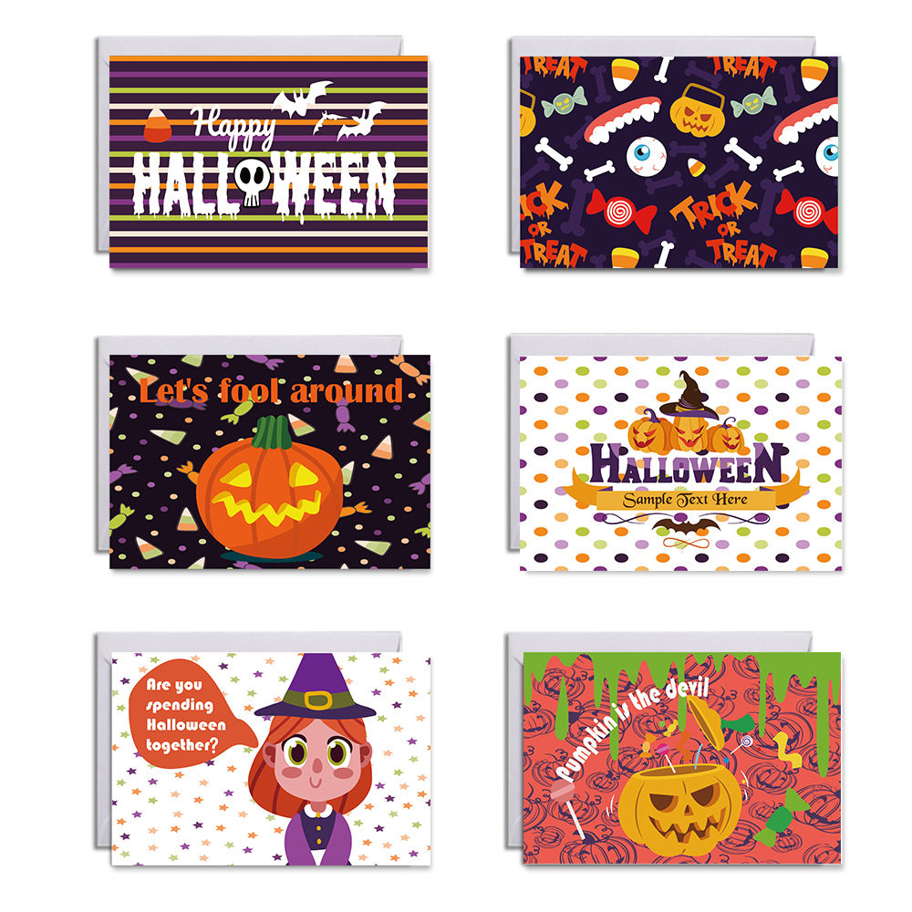 HAPPY HALLOWEEN卡通万圣节小卡片小贺卡+信封+贴纸 DX922