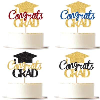 CONGRATS GRAD 毕业派对闪闪纸质大蛋糕插牌 MF