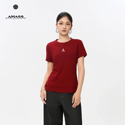 AMASS/阿玛施春夏气质简约时尚短袖高级感休闲小众显瘦T恤530186