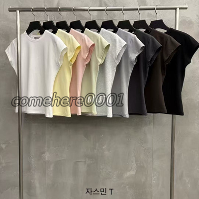 现速发韩国东大门代购mute2026春夏新款简洁净版纯色圆领短袖T恤