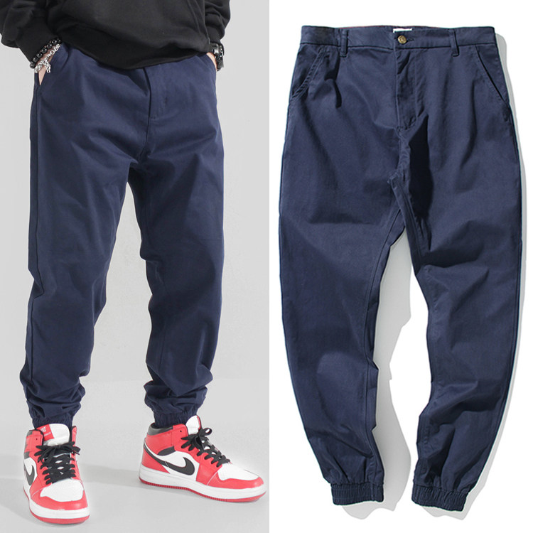 BHCB欧美街头嘻哈宽松束脚工装裤胖子大码潮牌哈伦休闲收脚裤男装_虎窝淘