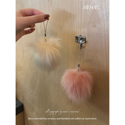 snsee/秋冬氛围感毛绒球！可爱手工手机链手机挂绳挂件ccd挂饰