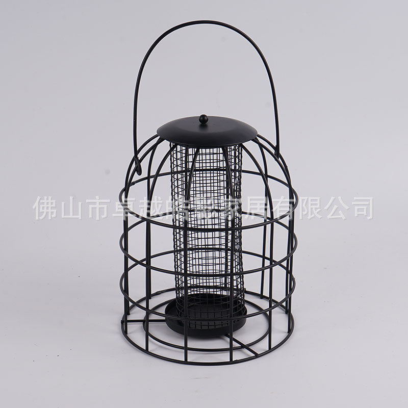 工厂直销大号铁笼管鸟器黑色带网格喂/pc管喂鸟器宠物小鸟喂食器