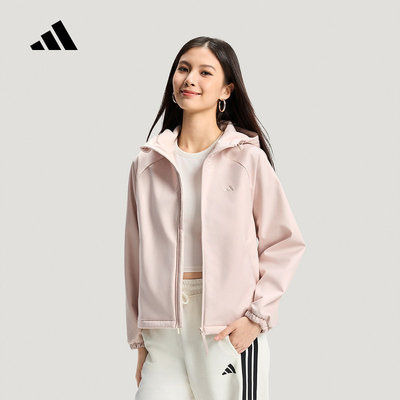 adidas阿迪达斯外套26春女梭织加绒运动休闲连帽软壳夹克 KS2761