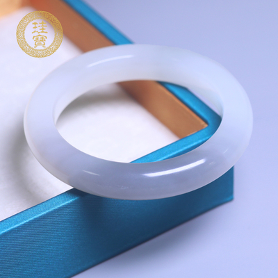 珪宝和田玉冰烟紫宽条手镯55.2mm