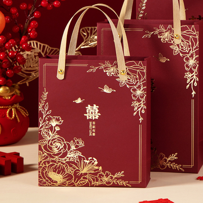 结婚喜糖袋婚礼专用喜袋礼袋红手提袋订婚装糖果请帖伴手礼礼品袋