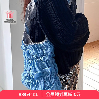 小众泡泡斜挎包可调节肩带慵懒风