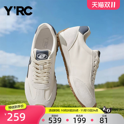 YRC运动真皮德训鞋男2026秋季新款商场痛苦复古平底百搭休闲鞋