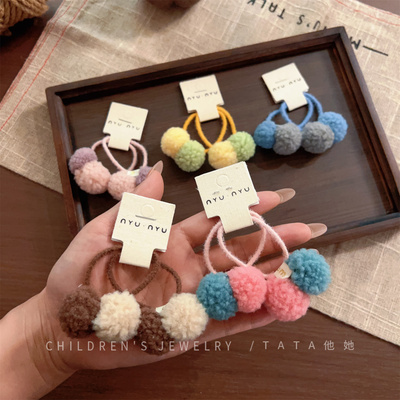 新款宝宝泰迪软绵毛绒球球发圈